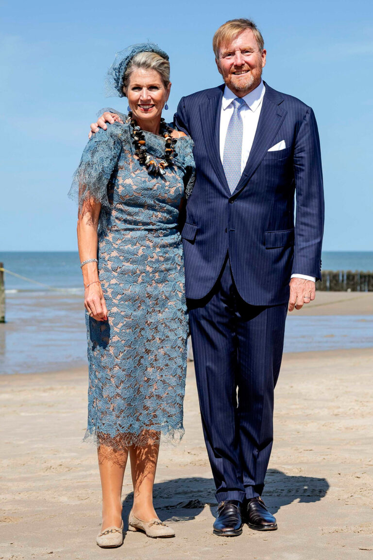 Queen Maxima in Lace and Transparency Dress by Natan