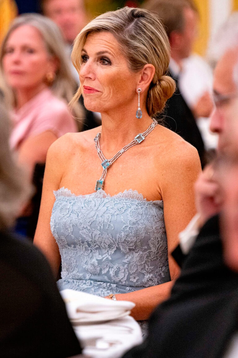 Queen Maxima in a Valentino Lace Dress at Royal Gala Dinner