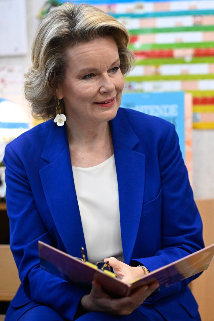 Queen Mathilde in a Floral Dries Van Noten Coat