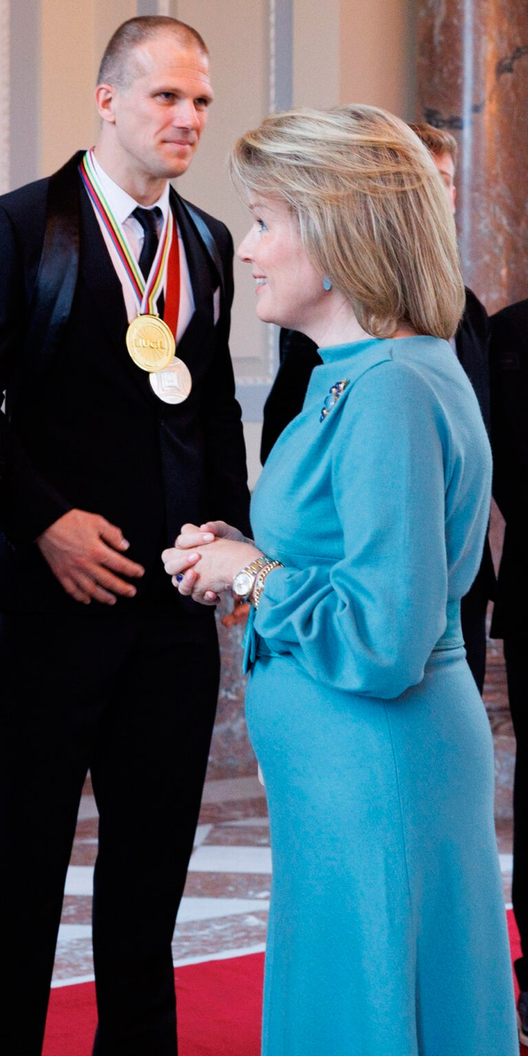 Queen Mathilde in a Natan Dress at Laeken Castle