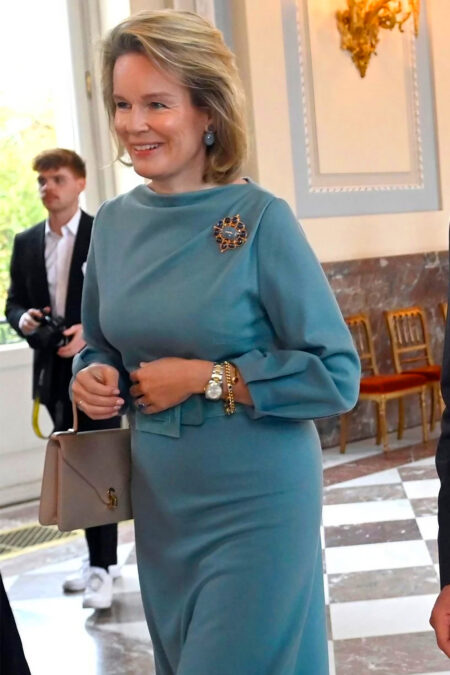 Queen Mathilde in a Natan Dress at Laeken Castle