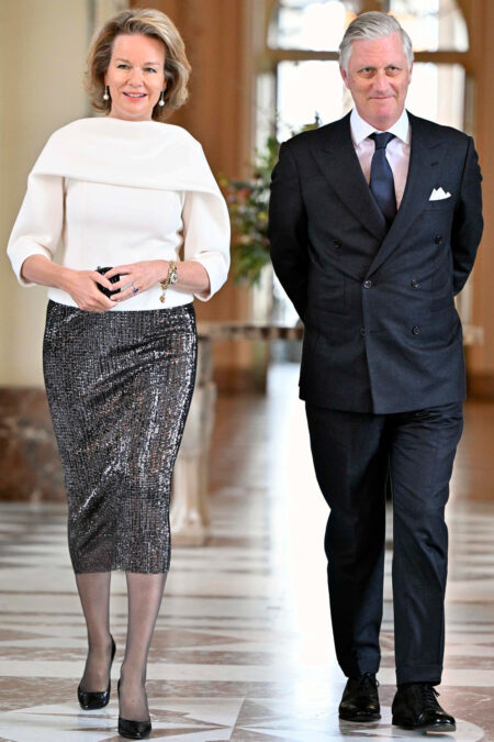 Queen Mathilde's style at diplomatic reception