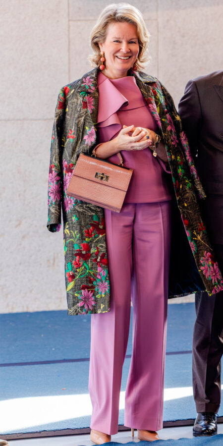 Queen Mathilde's Style in Mechelen: Dries Van Noten coat