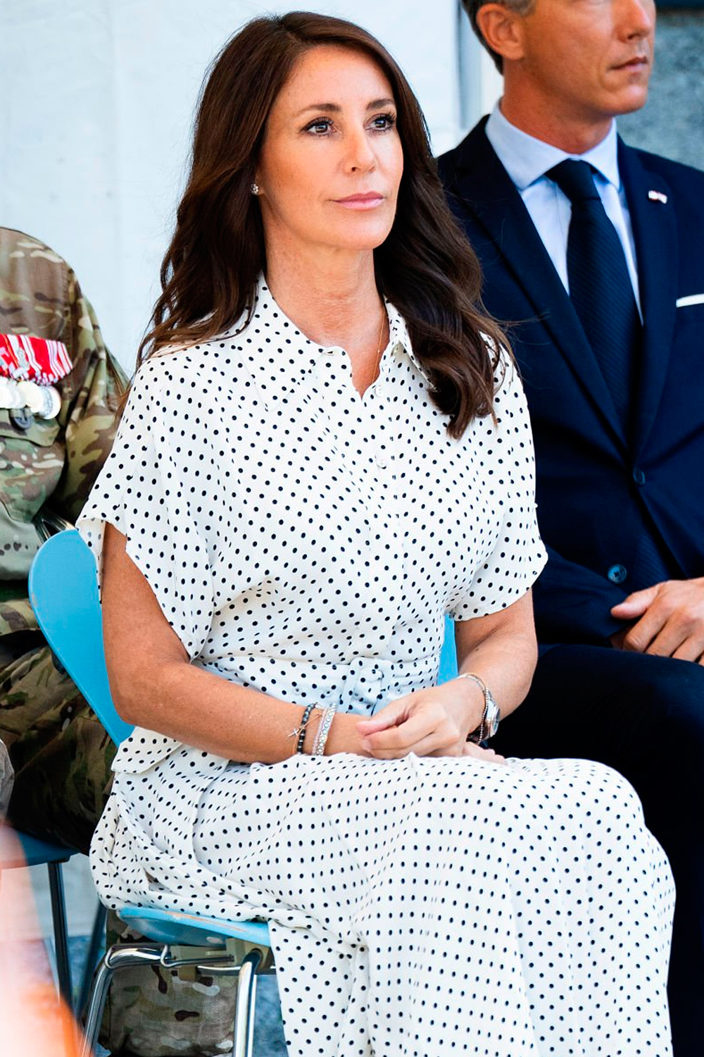 Princess Marie in Polka Dot Mango Dress in Birkerød Visit